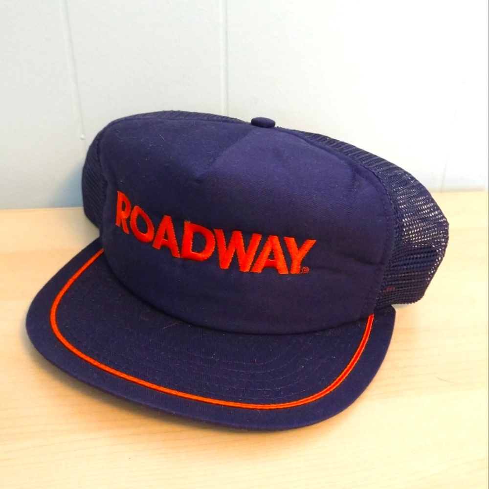 Vintage Trucker Cap Hat Roadway Truck Driver Blue Ora… - Gem
